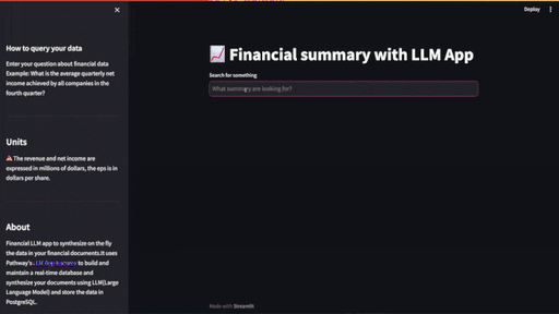 Pathway + PostgreSQL + LLM: app for querying financial reports with live document structuring ...